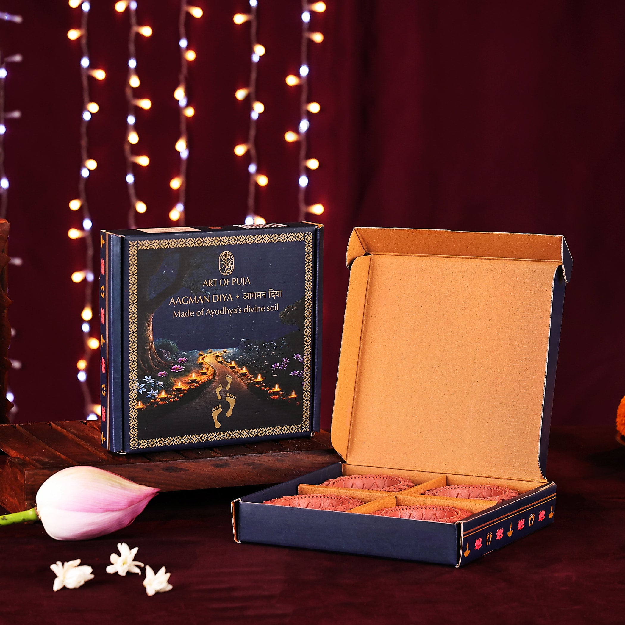 Aagman Diya (Pack of 4) – Made from Ayodhya’s Sacred Soil – Art of Puja
